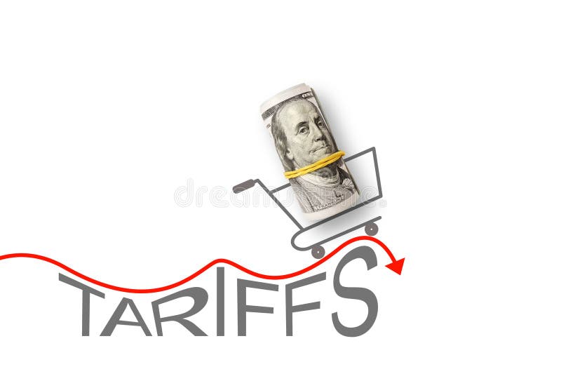 100 Dollars on a White Background with Word Tariff. Trade, Customs ...