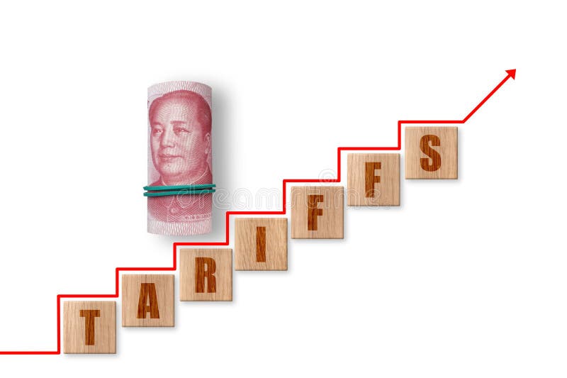 100 Dollars on a White Background with Word TARIFFS. Trade, Duty ...