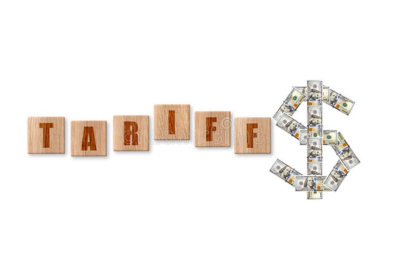 Dollars on a White Background with Word TARIFFS. Trade, Duty, Customs ...