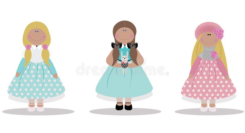 Dolls Vector Illustration Set Stock Vector - Illustration of dress ...