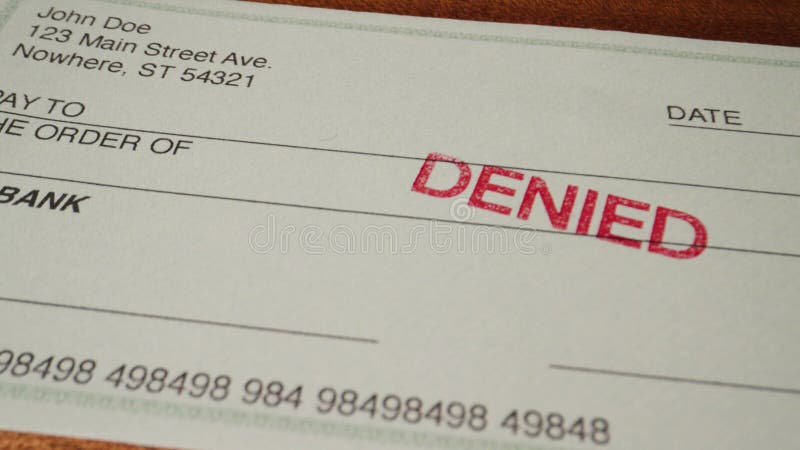 6 Dolly on Blank Green Generic Check on Table with Denied Stamp Stock ...