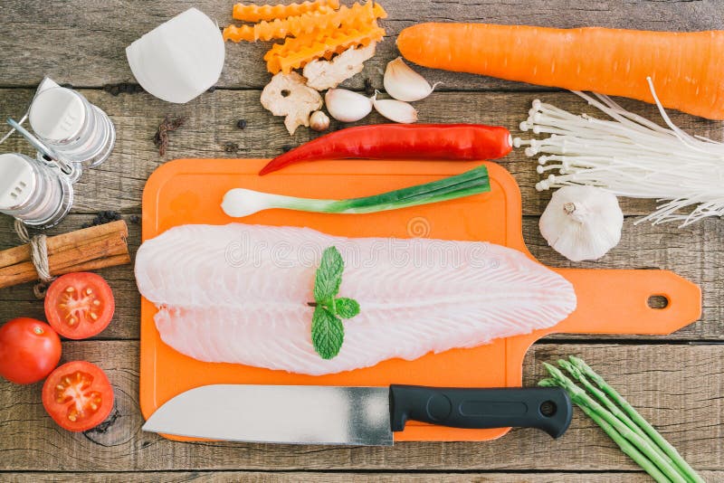 Dolly Fish Steak with Vegetable Stock Photo - Image of carrot ...