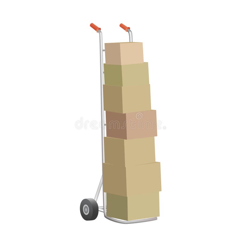 Dolly with a lot of boxes stock vector. Illustration of brown - 30534640