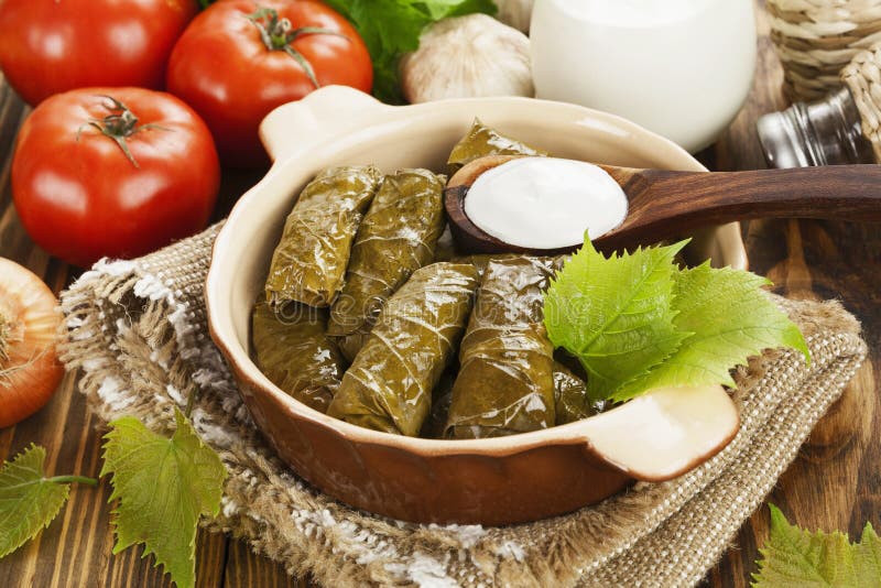 Dolma on the ceramic pot stock photo. Image of cuisine - 78445136