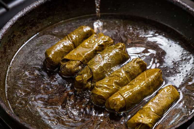 Dolma Grape Beef Frying Pan Oil Fried Stock Photos - Free & Royalty ...
