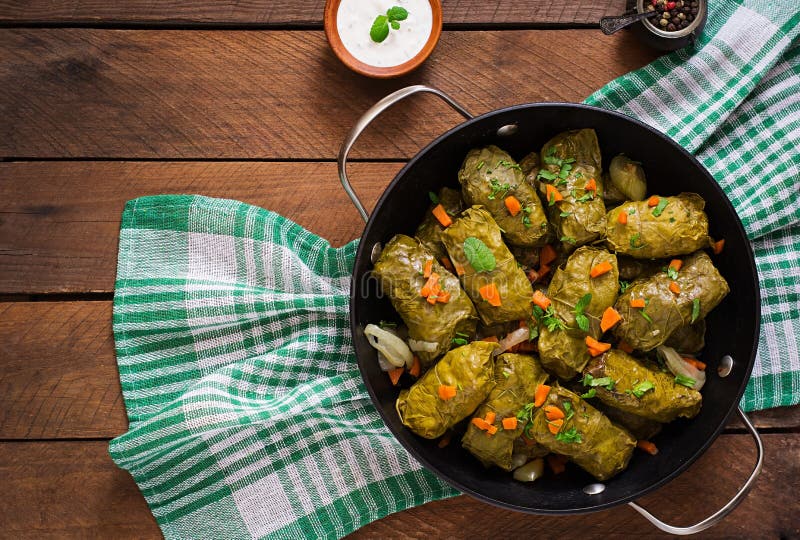 Dolma Stuffed with Rice and Meat Stock Photo - Image of mint, dolma ...