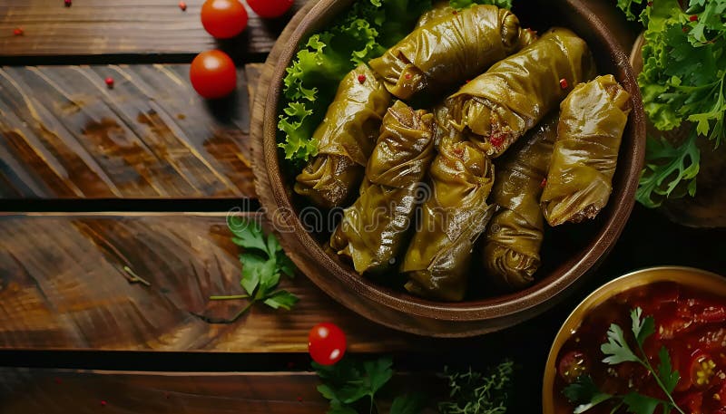 Dolma Stuffed with Rice and Meat - Greek Traditional Appetizer. Top ...