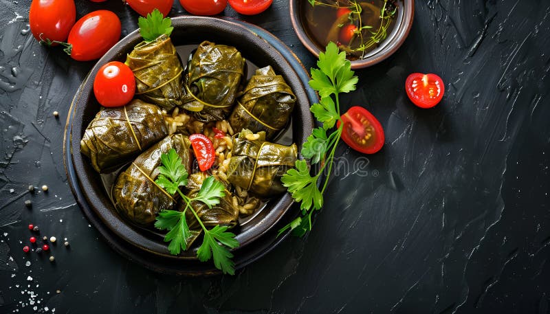 Dolma Stuffed with Rice and Meat - Greek Traditional Appetizer. Top ...