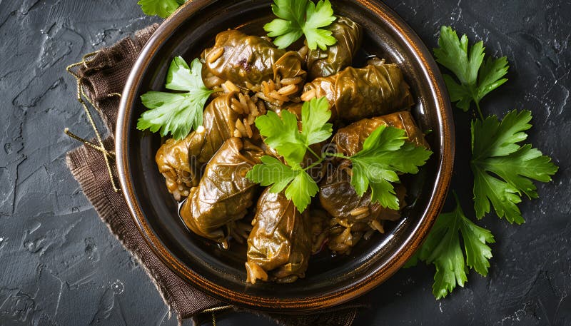 Dolma Stuffed with Rice and Meat - Greek Traditional Appetizer. Top ...