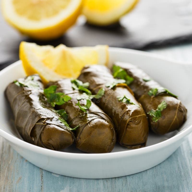 Dolma with lemon and herbs stock photo. Image of stuffed - 104811014