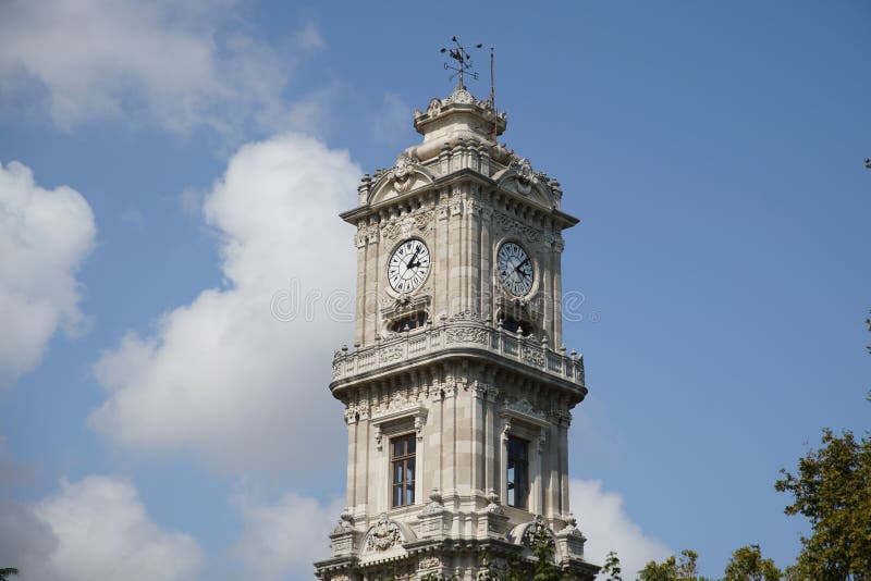 Dolmabahce Clock Tower in Istanbul, Turkiye Stock Image - Image of ...