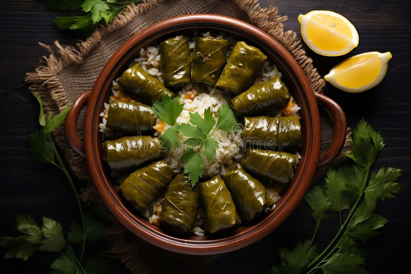 Dolmades from the Top. AI stock illustration. Illustration of appetizer ...
