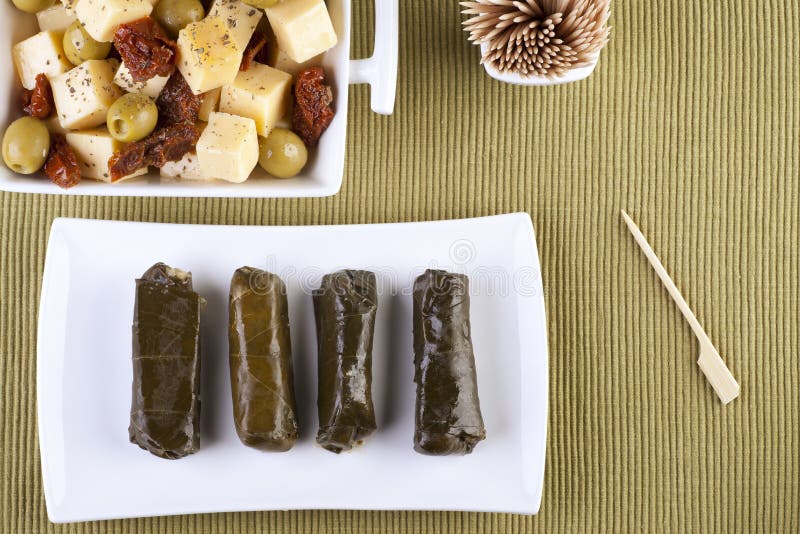 Dolmas and Cheese stock photo. Image of grape, lunch - 17718028