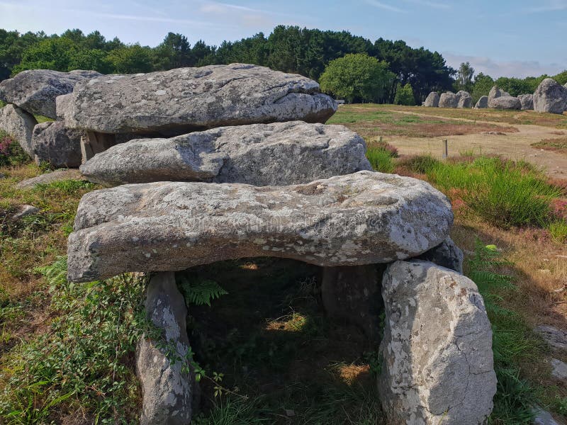 Dolmen in Carnac Stones - Brittany, France Stock Photo - Image of ...