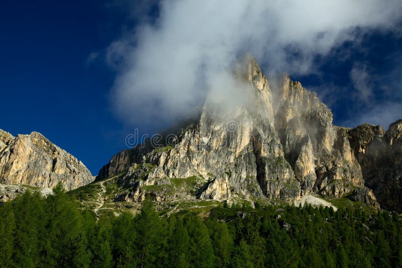 Dolomites stock photo. Image of cloud, hard, cliff, beautiful - 46630056