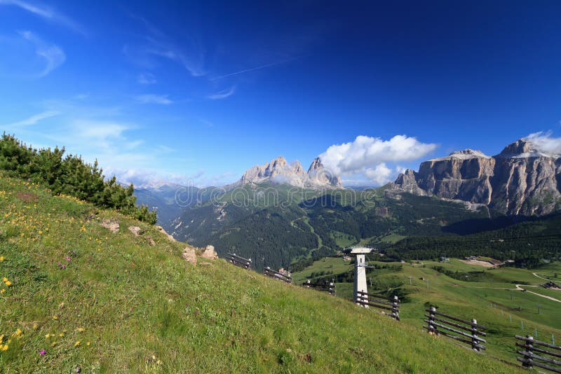 Dolomites Landscape - Fassa Valley Stock Image - Image of pasture ...