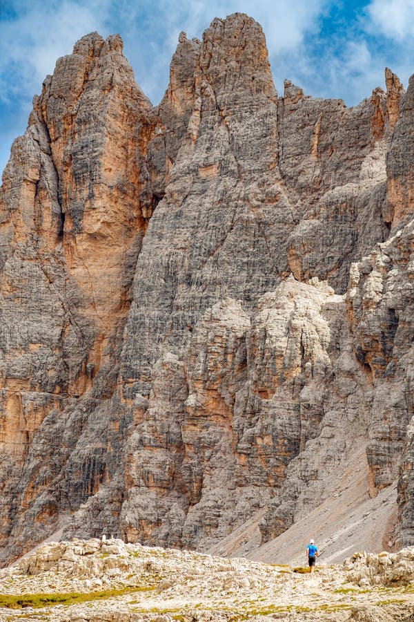 Dolomites Mountains, Italy. Hiking Trails Stock Image - Image of rozes ...