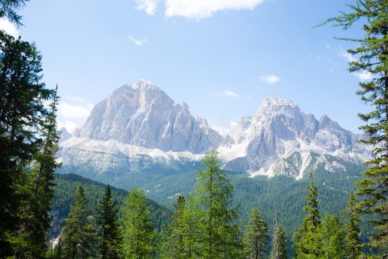 Dolomites Range Landscape. Summer Mountain Panorama Stock Photo - Image ...