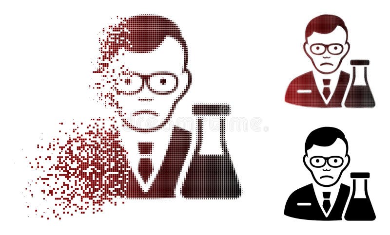 Sad Dispersed Pixelated Halftone Chemist Icon Stock Vector ...