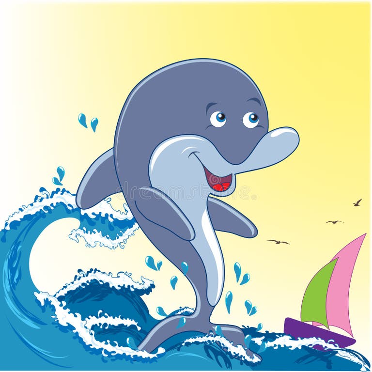 Cartoon Dolphin Jumping Sun Stock Illustrations – 292 Cartoon Dolphin ...