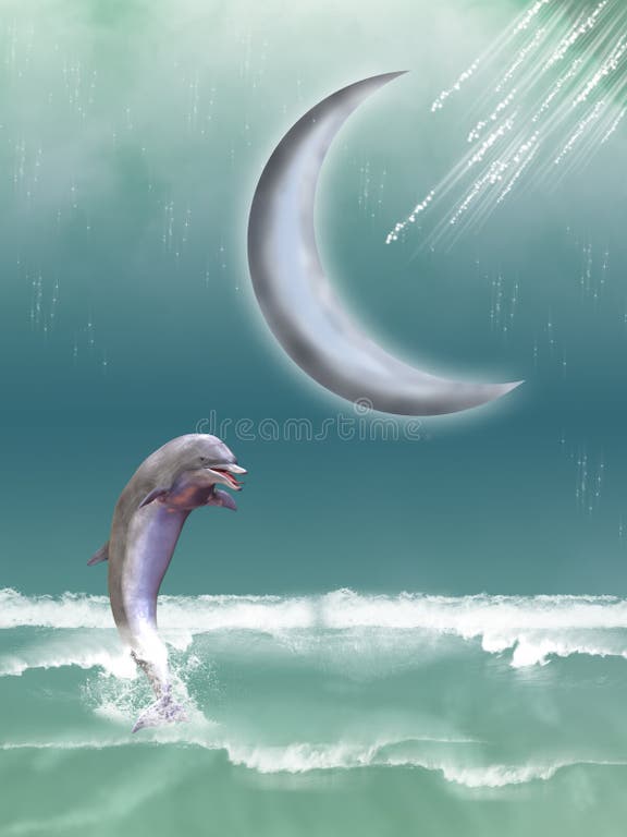 Dolphin stock illustration. Illustration of angel, ocean - 5542565