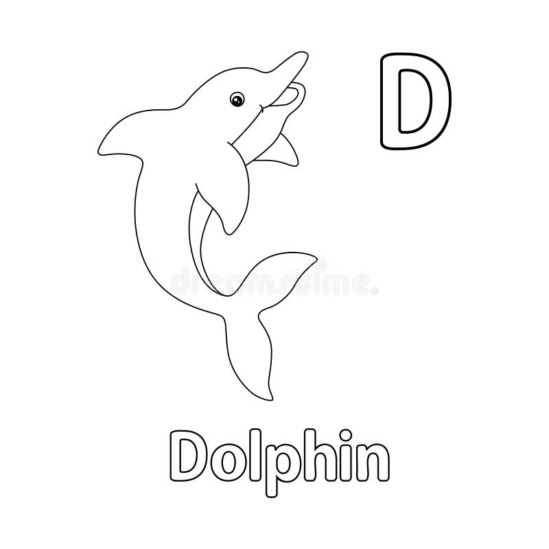 Dolphin Alphabet ABC Coloring Page D Stock Vector - Illustration of ...