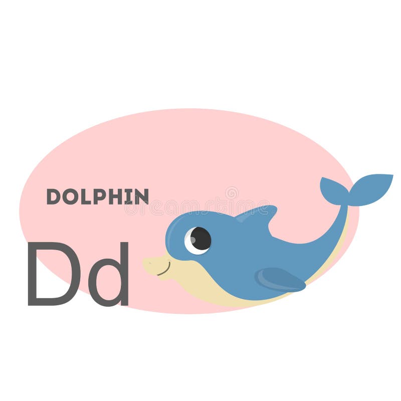 Dolphin Letter With Animal For Kids Abc Education In Preschool. Stock ...