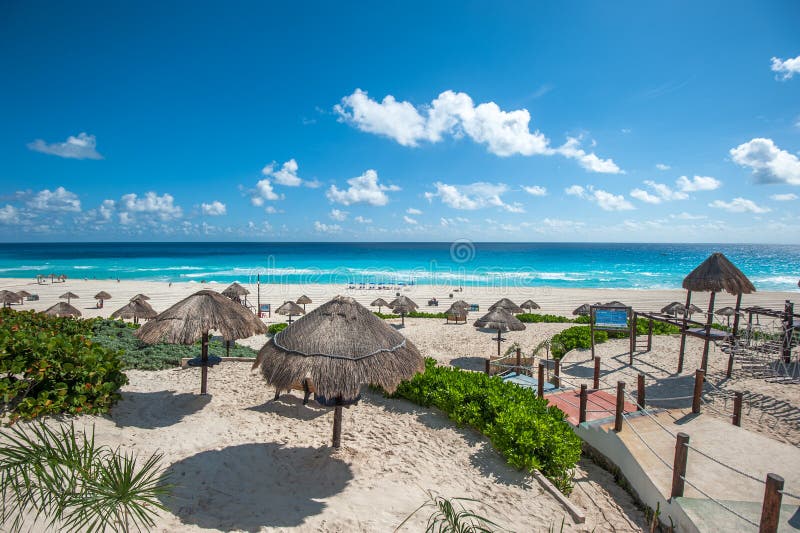Dolphin Beach Panorama, Cancun, Mexico Stock Photo - Image of holiday ...