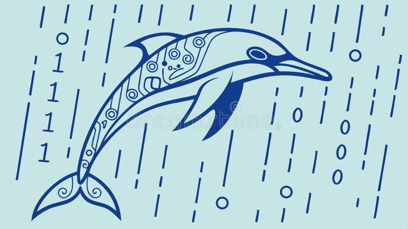 Dolphin in Binary Code, Digital Marine Life and Tech Vector Design ...