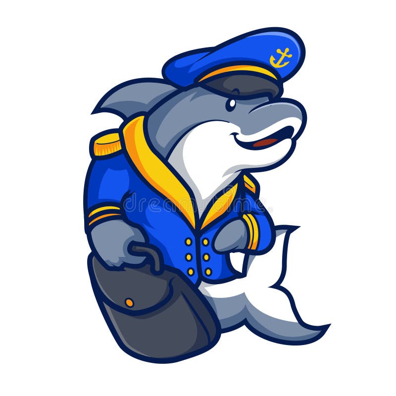 Captain Dolphin Ready To Sail, Cartoon Vector Illustration Stock Vector ...