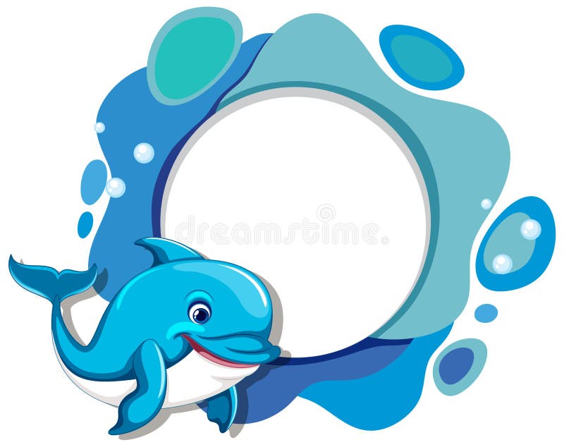 Dolphin with Circular Bubble Frame Stock Vector - Illustration of ...