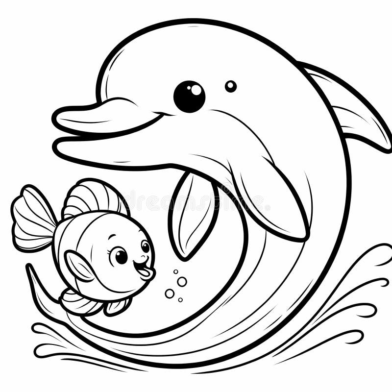 Dolphin and Clownfish Friends. Stock Illustration - Illustration of ...