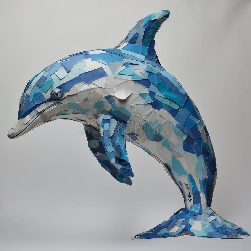A Dolphin Created Using Layers of Torn Paper Stock Illustration ...
