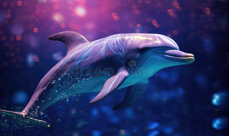 Dolphin in the Deep Blue Sea. Dolphin Swimming Underwater in Beautiful ...