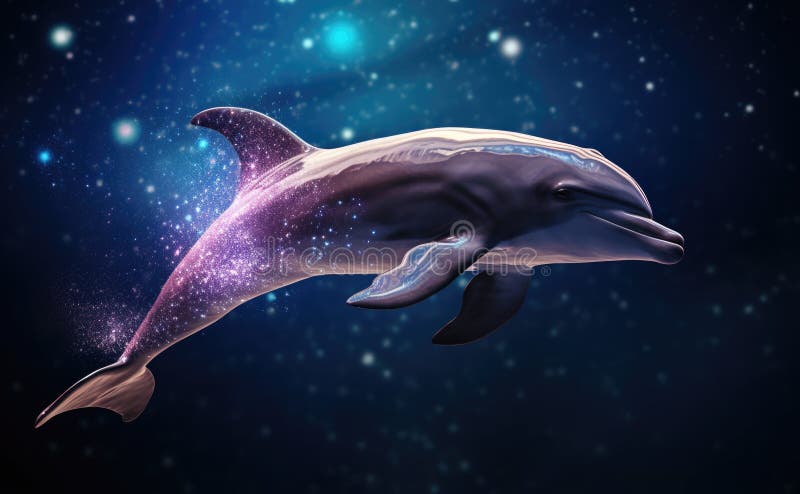 Dolphin in the Deep Blue Sea. Dolphin Swimming Underwater in Beautiful ...