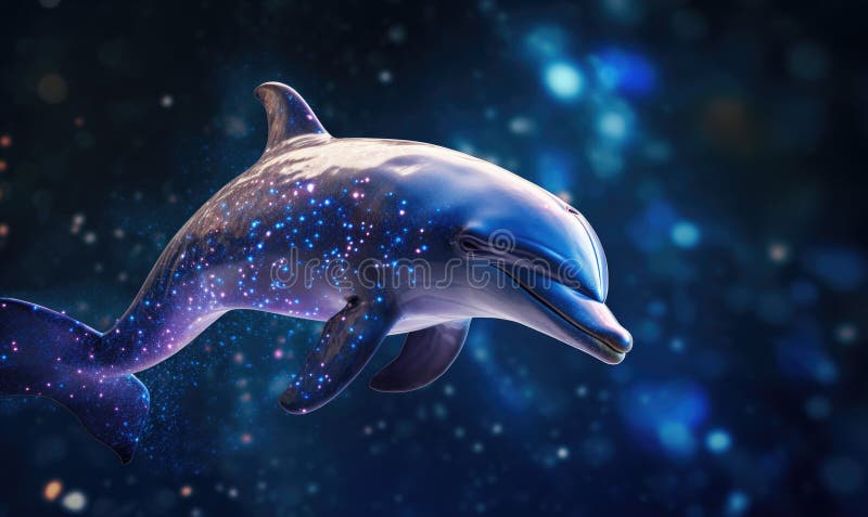Dolphin in the Deep Blue Sea. Dolphin Swimming Underwater in Beautiful ...