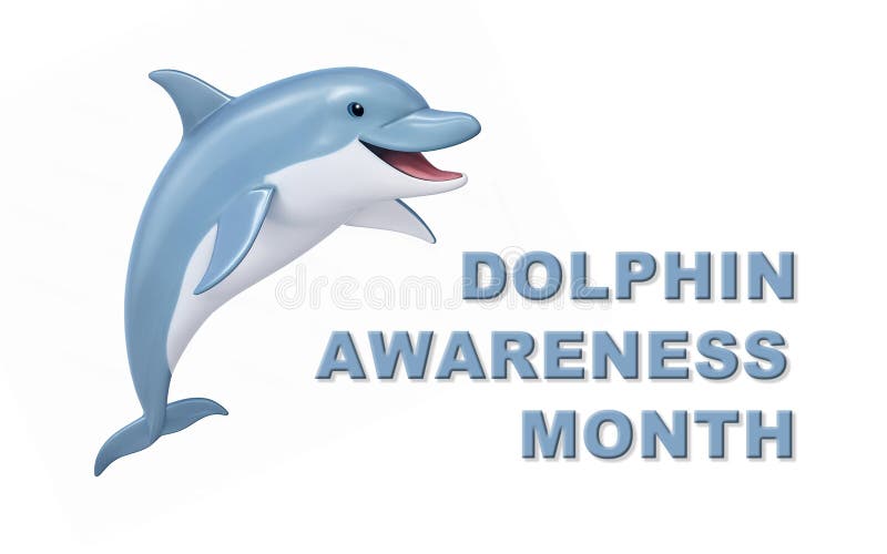 Dolphin Depicted in a 3D Illustration on a White Backdrop Accompanied ...