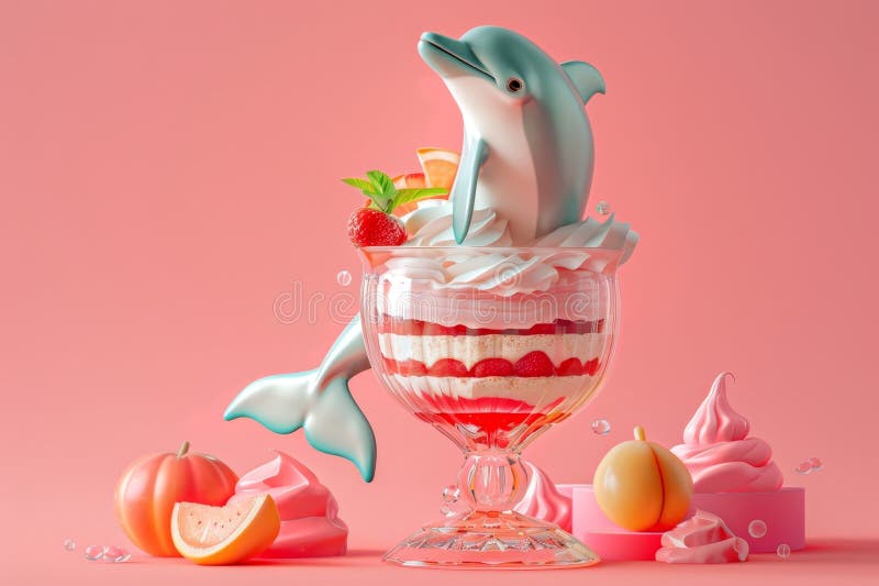 Dolphin in a Dessert Chef Outfit in a Fantasy Concept. with Generative ...