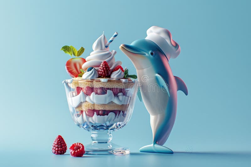 Dolphin in a Dessert Chef Outfit in a Fantasy Concept. with Generative ...