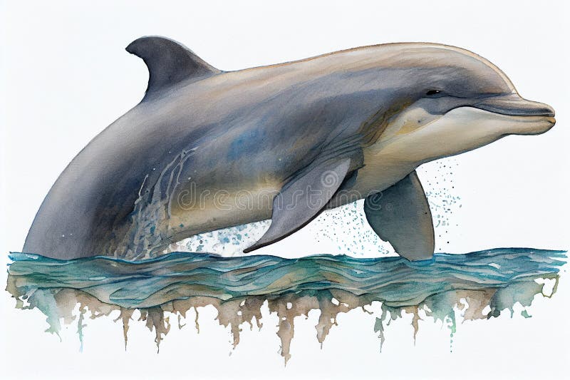 Dolphin Drawing with Bit of Watercolour Stock Illustration ...