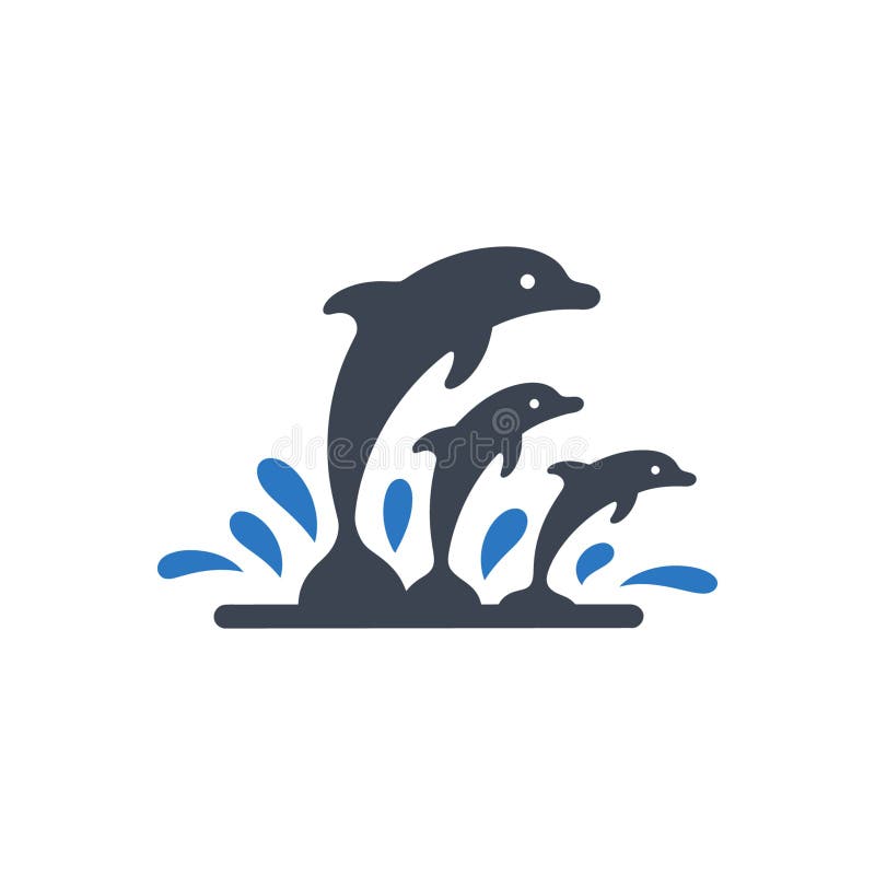 Dolphin Family Jumping Icon Stock Vector - Illustration of trio ...