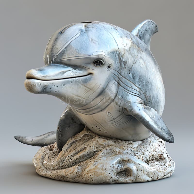 A Dolphin Figurine is Sitting on a Rock Stock Photo - Image of dolphin ...