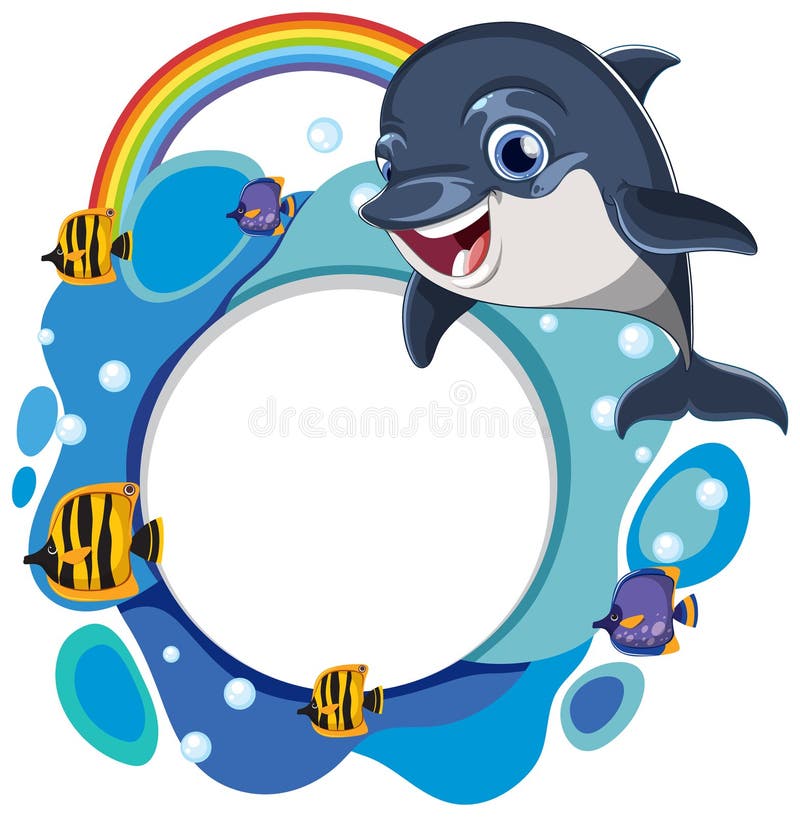 Dolphin and Fish with Rainbow and Bubble Stock Vector - Illustration of ...