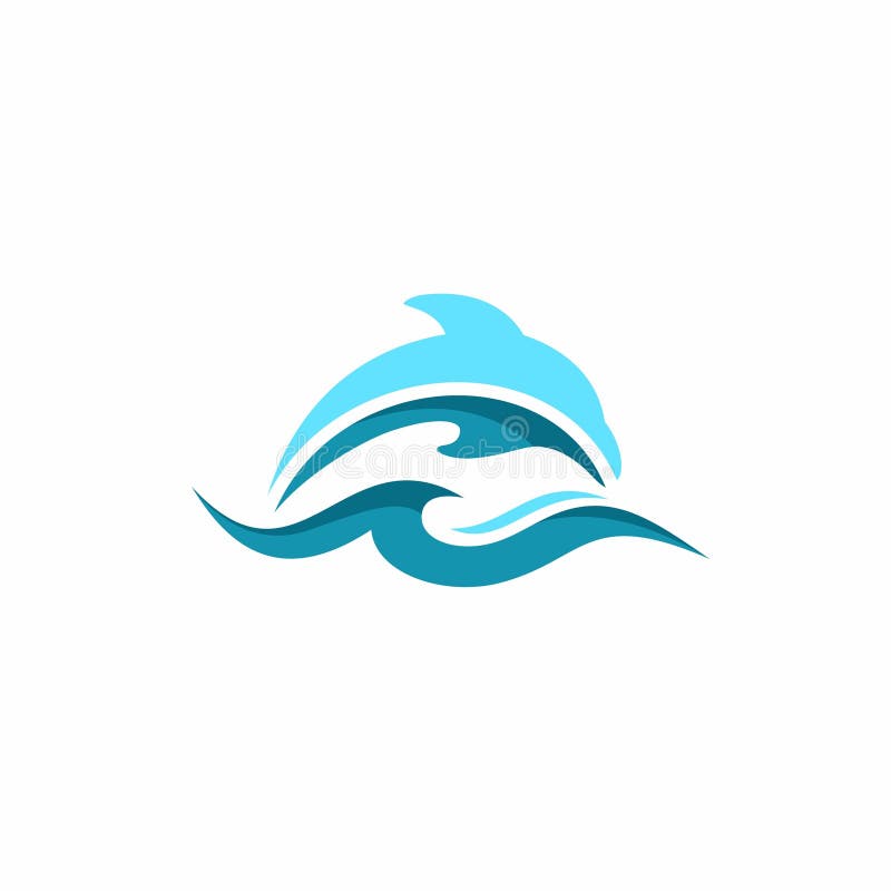 Dolphin Fish with Waves Abstract Vector. Dolphin Logo Simple Stock ...