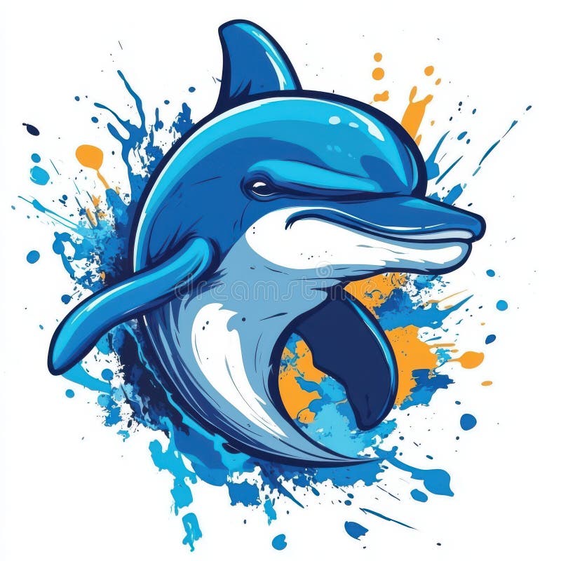 Dolphin Head Vector Logo Design, with Angry Expression and Colorful ...
