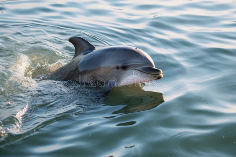 A Dolphin Helping Another Dolphin To Swim Stock Photo - Image of ...