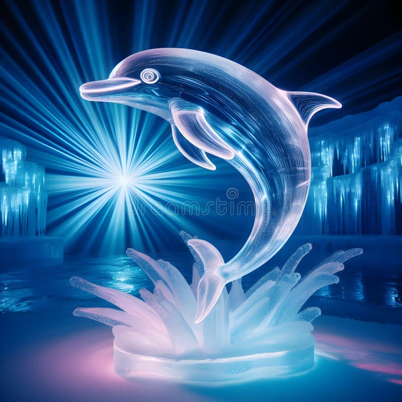 Dolphin Ice Sculpture. stock illustration. Illustration of dolphin ...