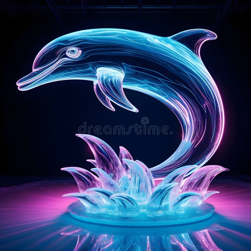 Dolphin Ice Sculpture. stock illustration. Illustration of beautiful ...