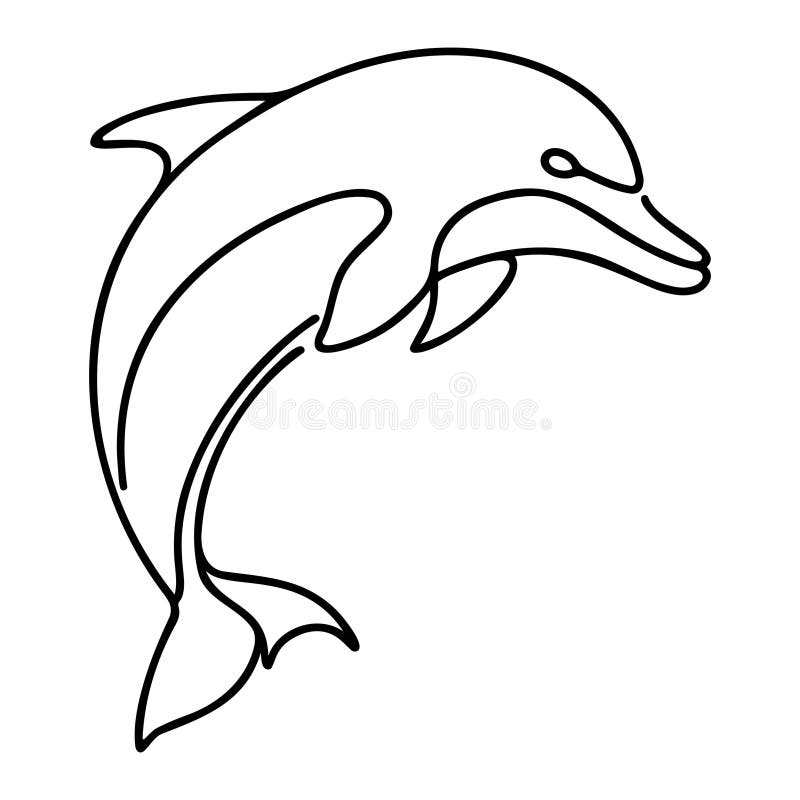 Dolphin Icon, Dolphin Continuous One Line Drawing, Vector Illustration ...
