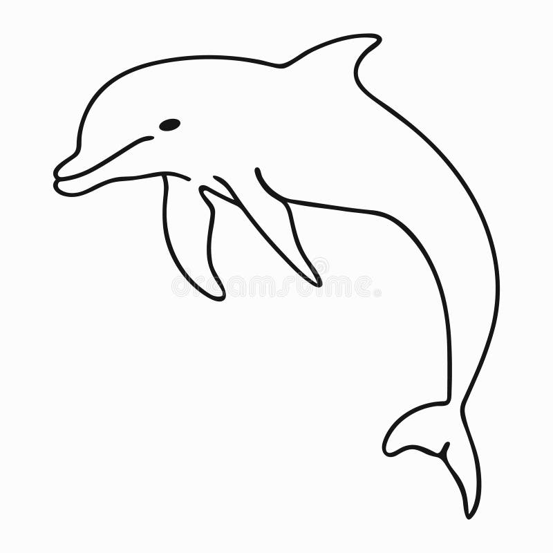 Dolphin Icon, Line Art Drawing. Simple Abstract Illustration in ...